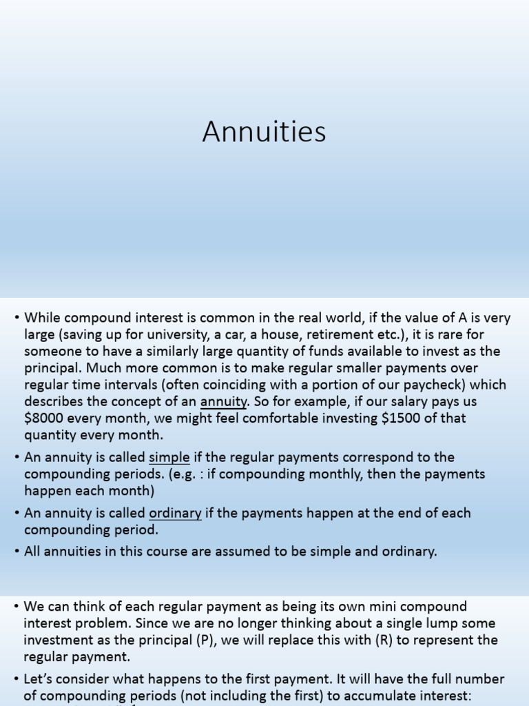 Annuities | PDF | Present Value | Interest