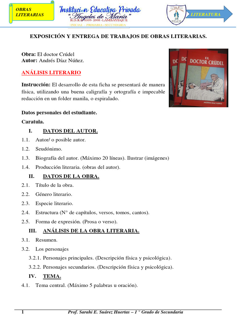 1 Sec- Ficha de Análisis Literario. (1) | PDF | Escritura