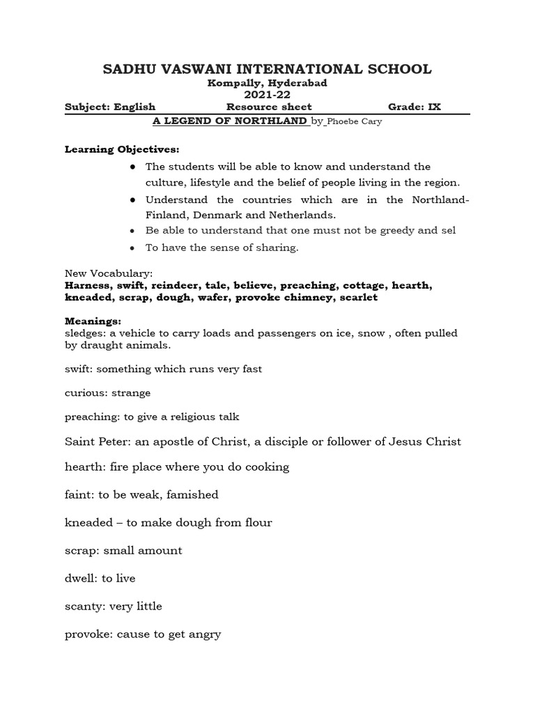 A Legend of Northland: Lesson Insights | PDF