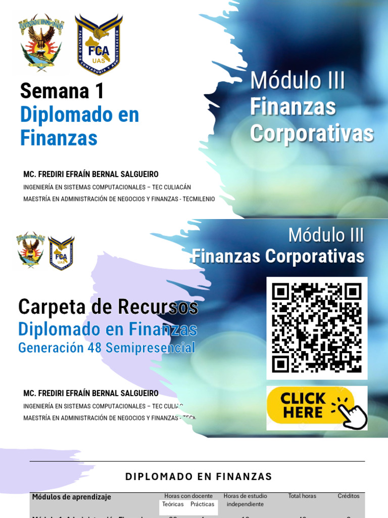 Semana 1 Presentación Modulo III Finanzas Corporativas ACT 2024 | PDF | Portafolio (Finanzas ...