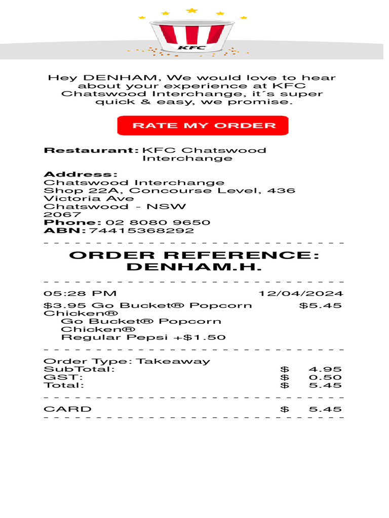 My KFC Receipt | PDF