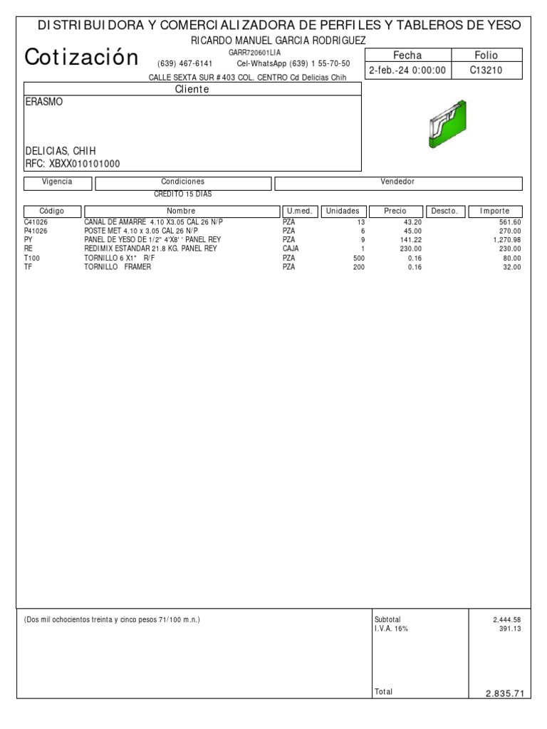 GARR720601LIA Cotización C13210 20240202 | PDF