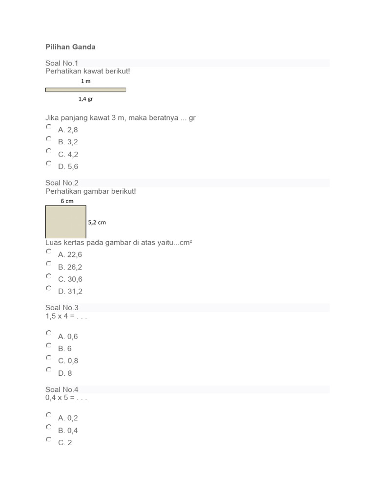 Soal Perkalian Desimal | PDF