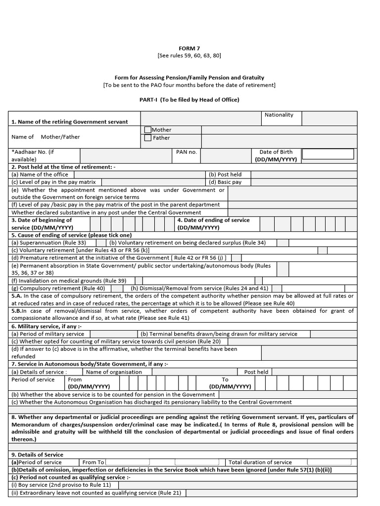Form 7 | PDF | Pension | Retirement
