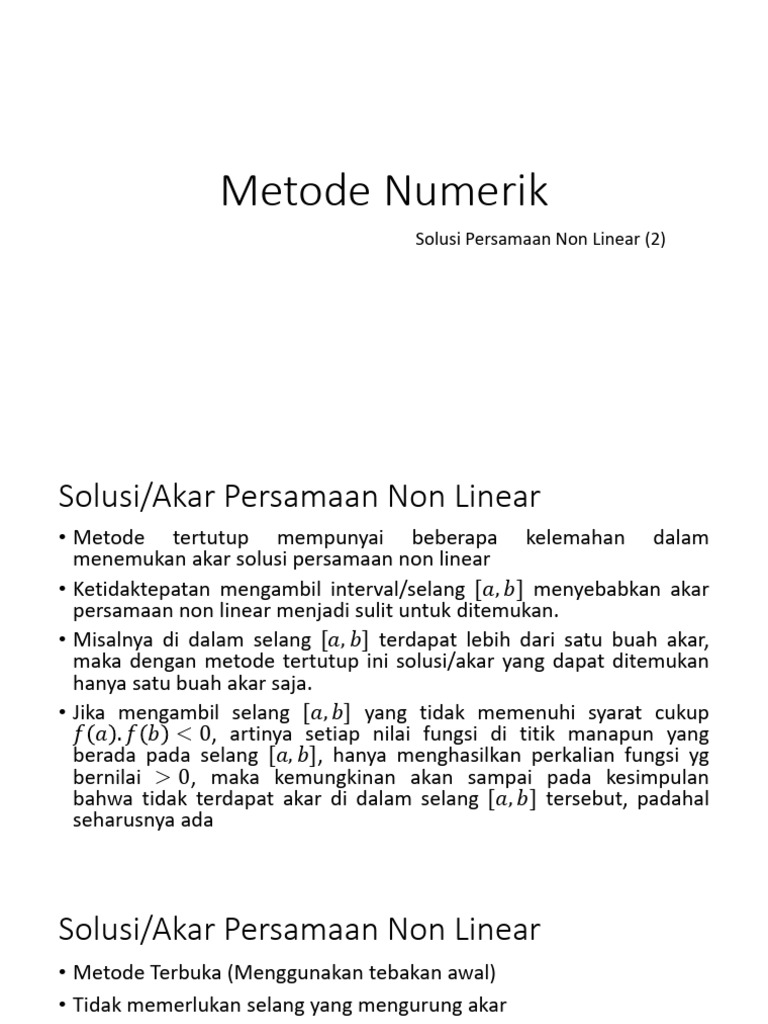 Solusi Persamaan Non Linear | PDF | Metode & Bahan Ajar | Sains & Matematika