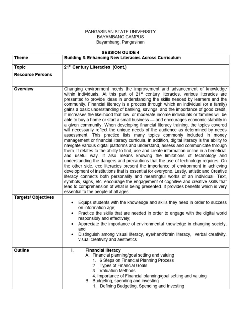 ProfEd 110 Session Guide 4 | PDF | Literacy | Creativity ProfEd 110 Session Guide 4 | PDF | Literacy | Creativity