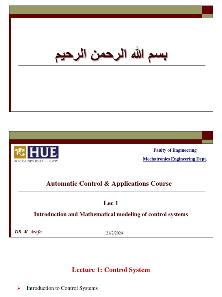 Lec 1 | PDF | Laplace Transform | Control System