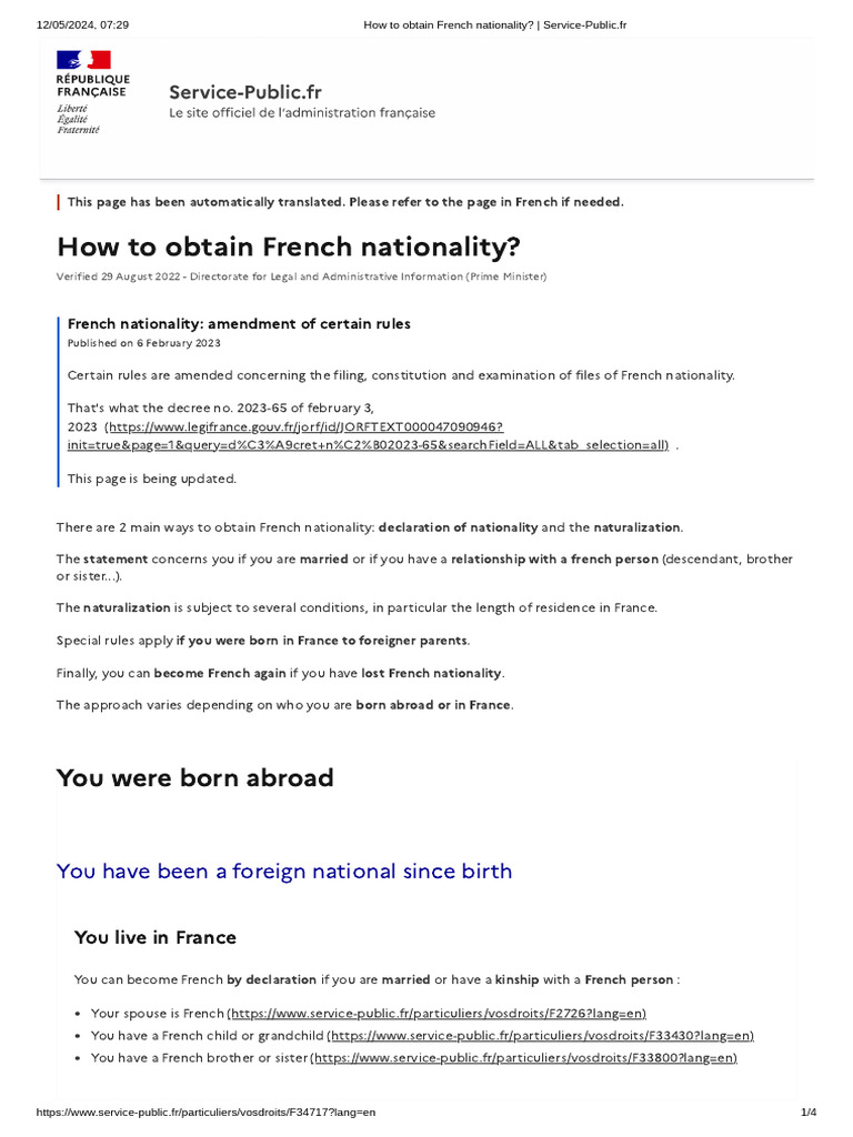 How to obtain French nationality_ _ Service-Public.fr | PDF ...