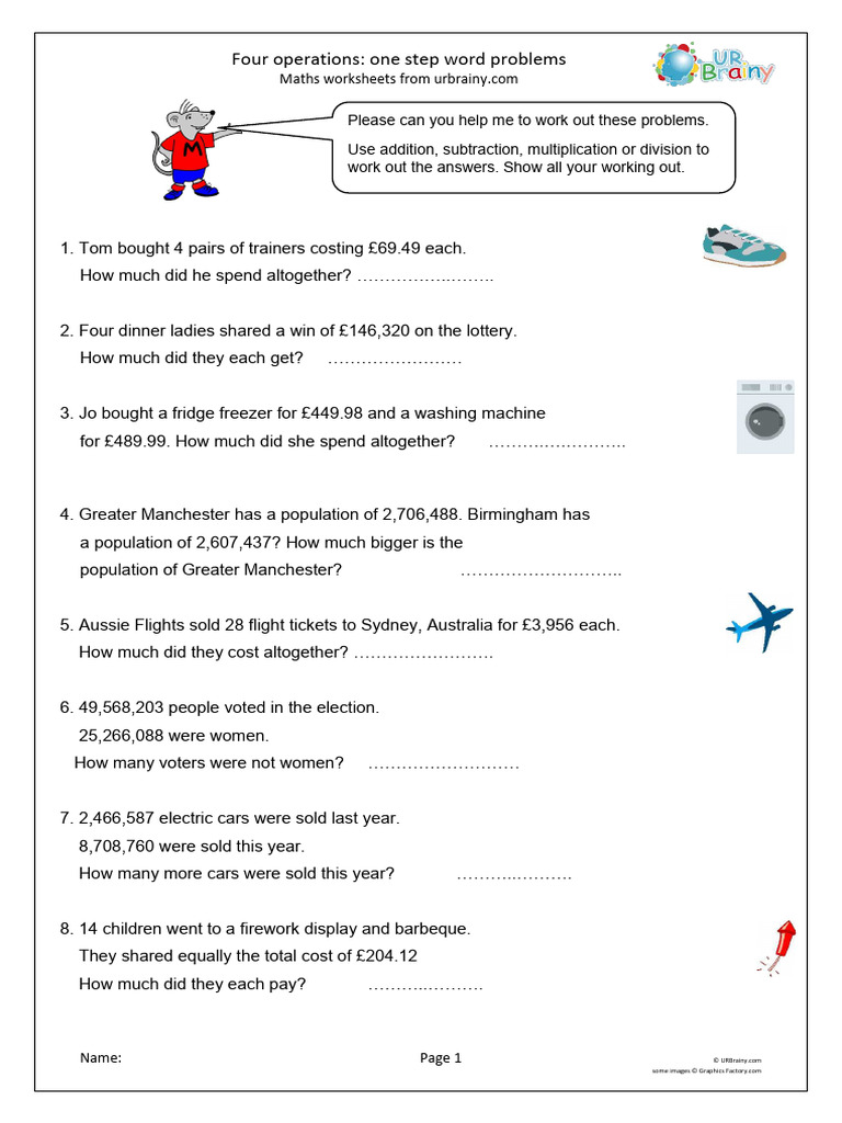 Four Operations Word Problems 1 | PDF | Games & Activities