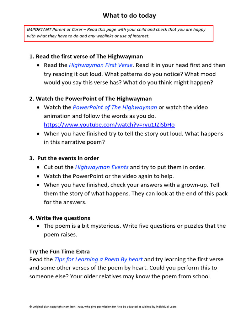 The Highway Man Poem | PDF