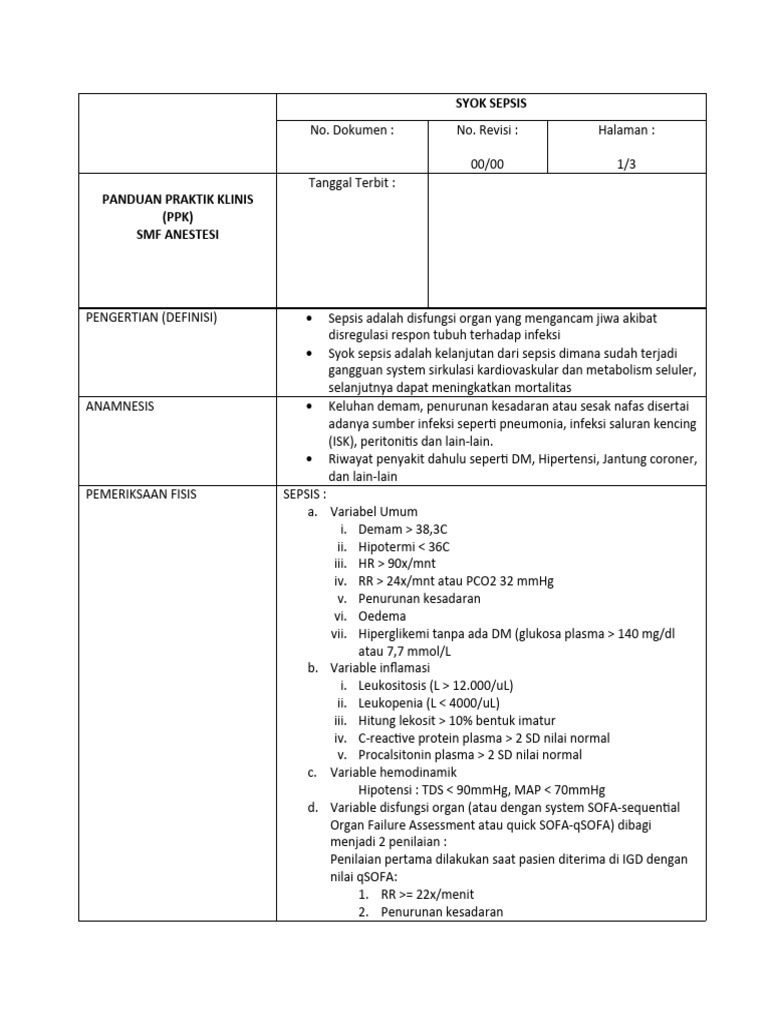 PPK Syok Sepsis Rsud | PDF | Sains & Matematika
