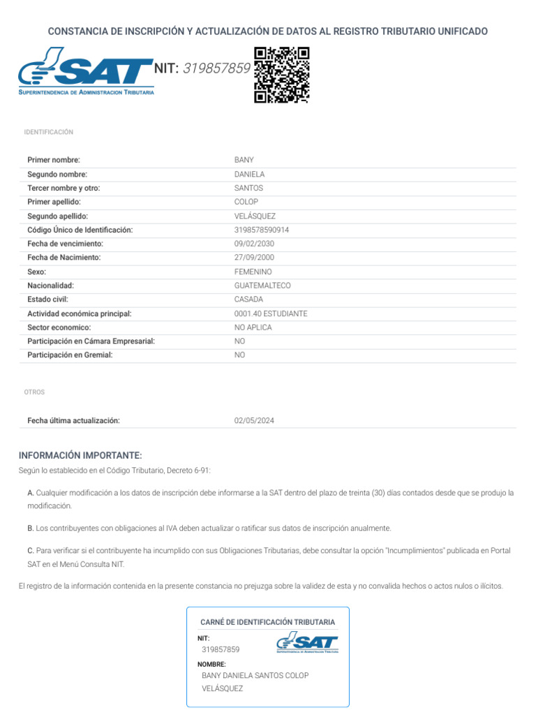 Portal SAT - Impresión de RTU - Guatemala | PDF