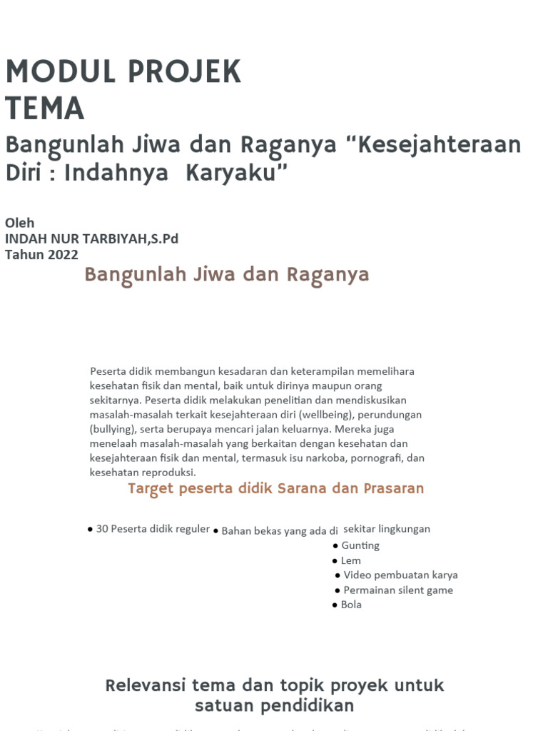 CONTOH MODUL PROJEK BANGUNLAH JIWA RAGA | PDF