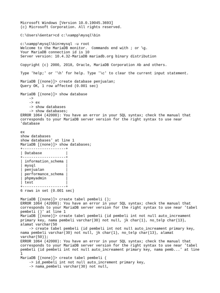 Tugas Basis Data M Gentar Pert9 | PDF | My Sql | Databases