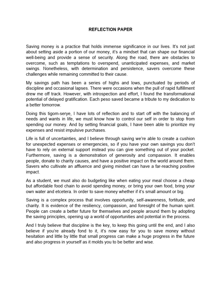 Reflection | PDF | Disciplines | Money