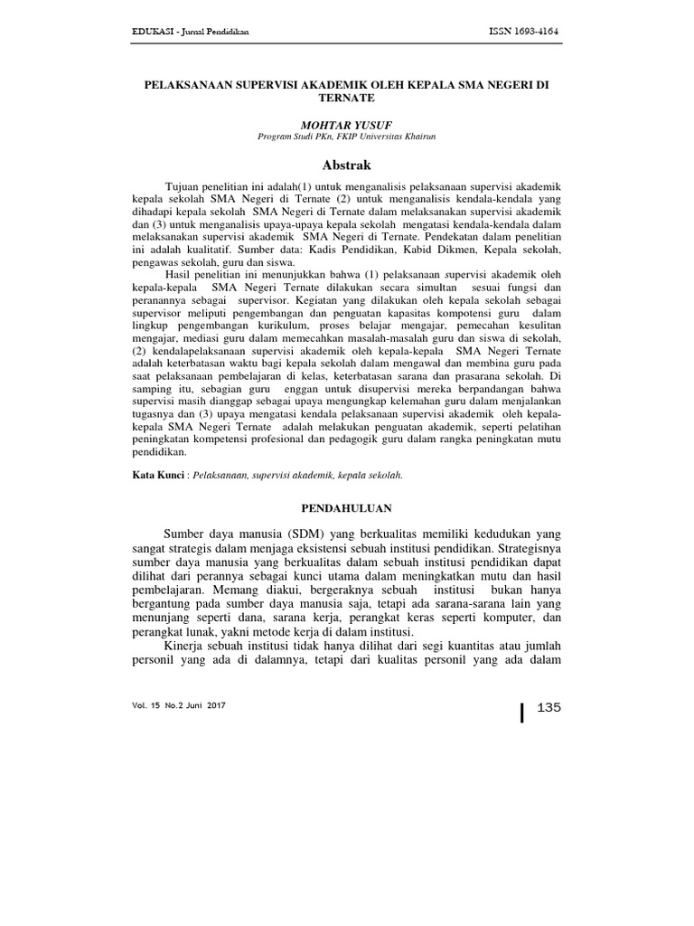 Pelaksanaan Supervisi Akademik Oleh Kepala Sma Negeri | PDF