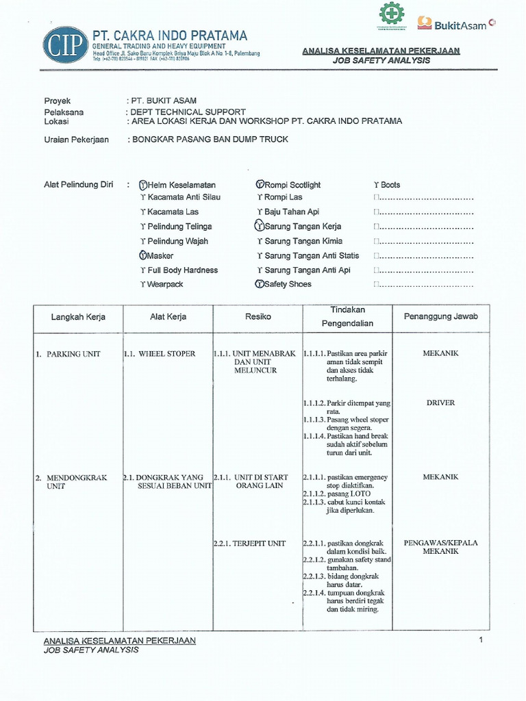 Jsa Bongkar Pasang Ban DT | PDF