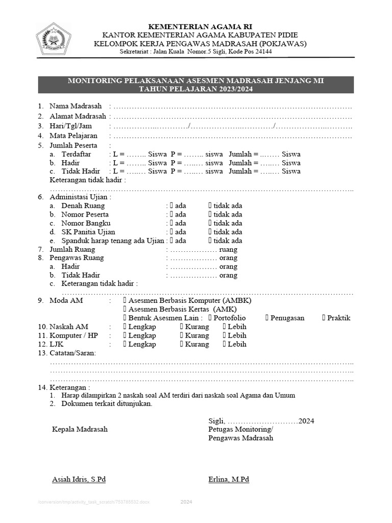 Monev AM Tahun 2024 | PDF | Seni