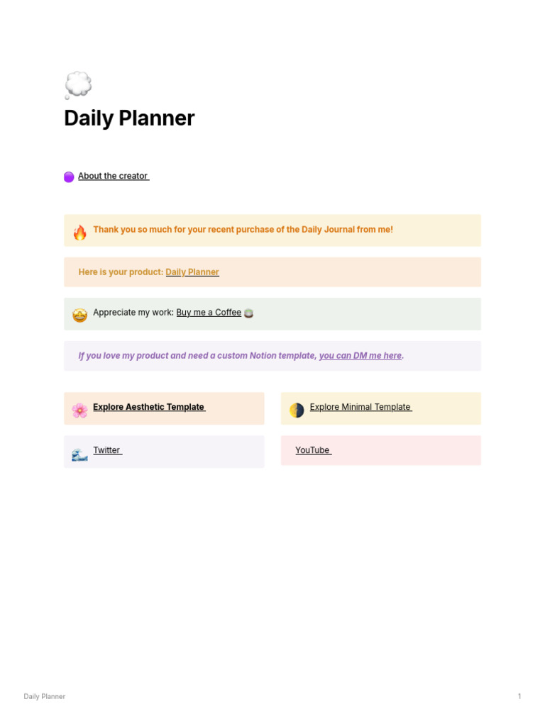 Daily Planner & Notion Templates | PDF