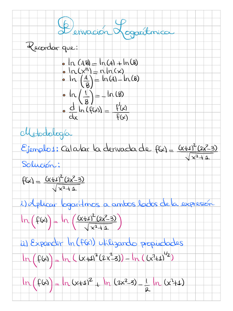 Derivacion Logaritmica | PDF