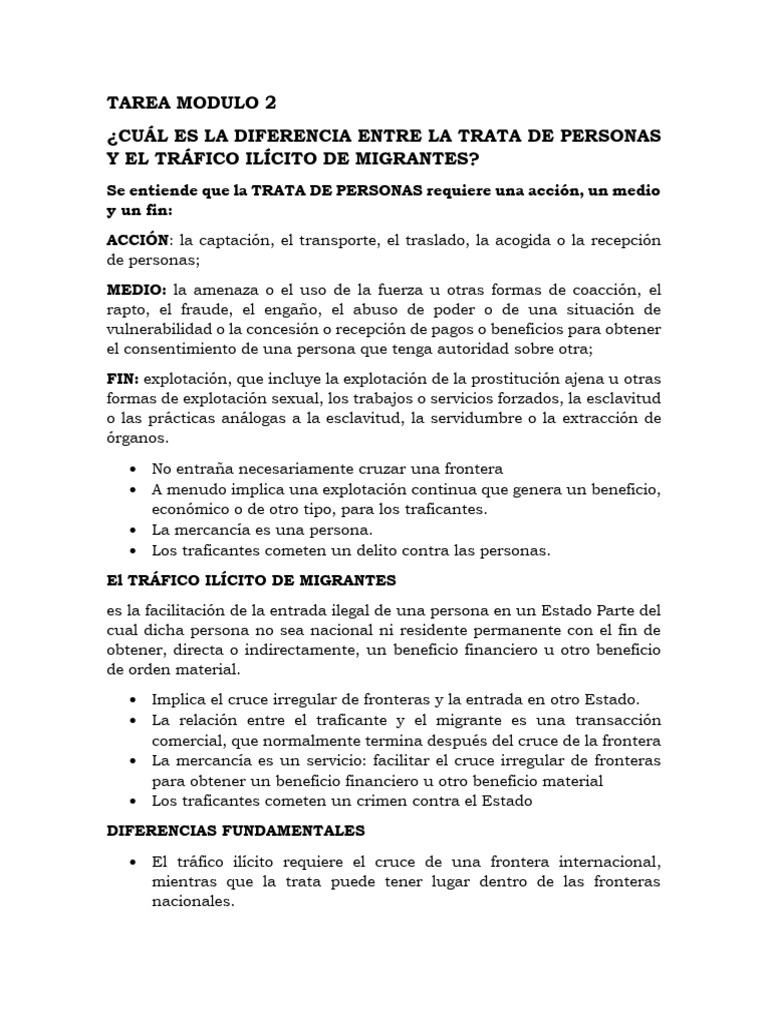 Tarea Modulo 2 Vivi Trata y Trafico | PDF | Trata de personas | Crímenes
