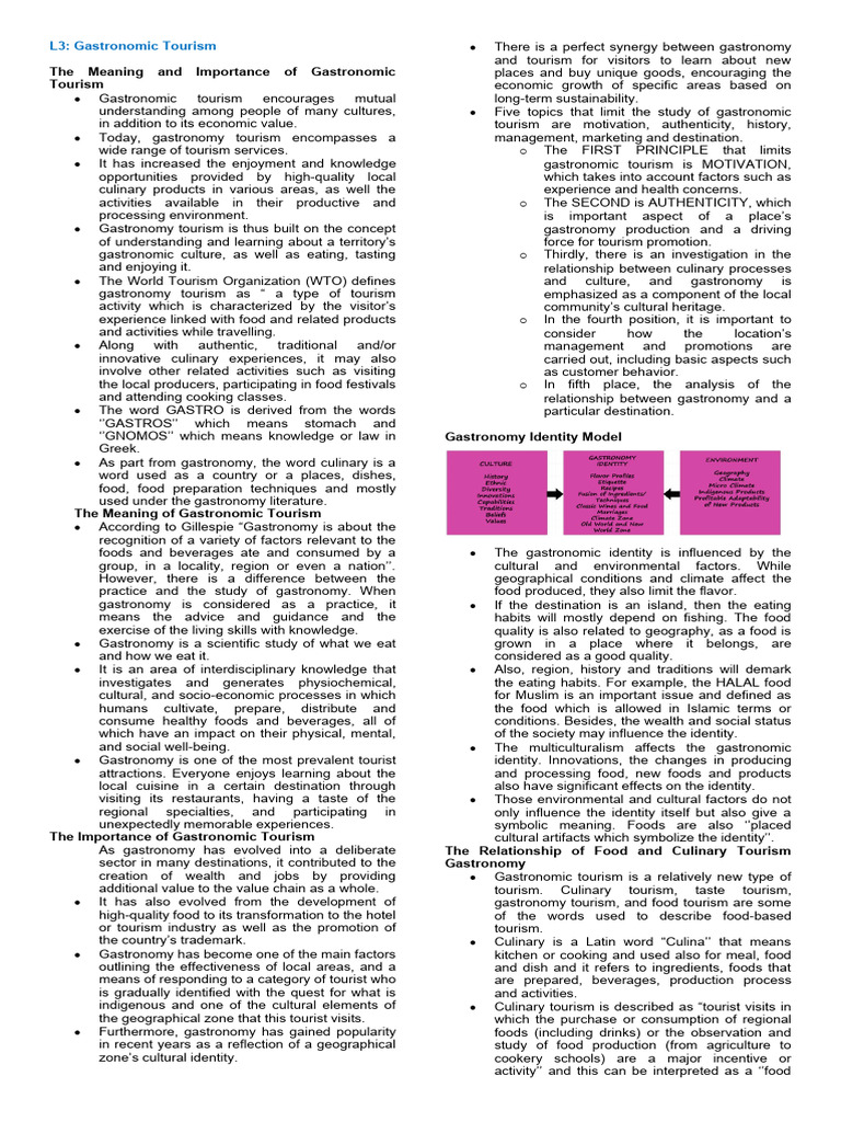 L3 Gastronomical Tourism | PDF | Gastronomy | Tourism