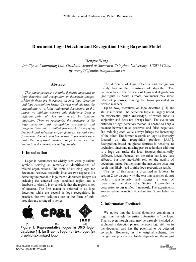 Document Logo Detection and Recognition Using Bayesian Model | PDF | Bayesian Network | Logos