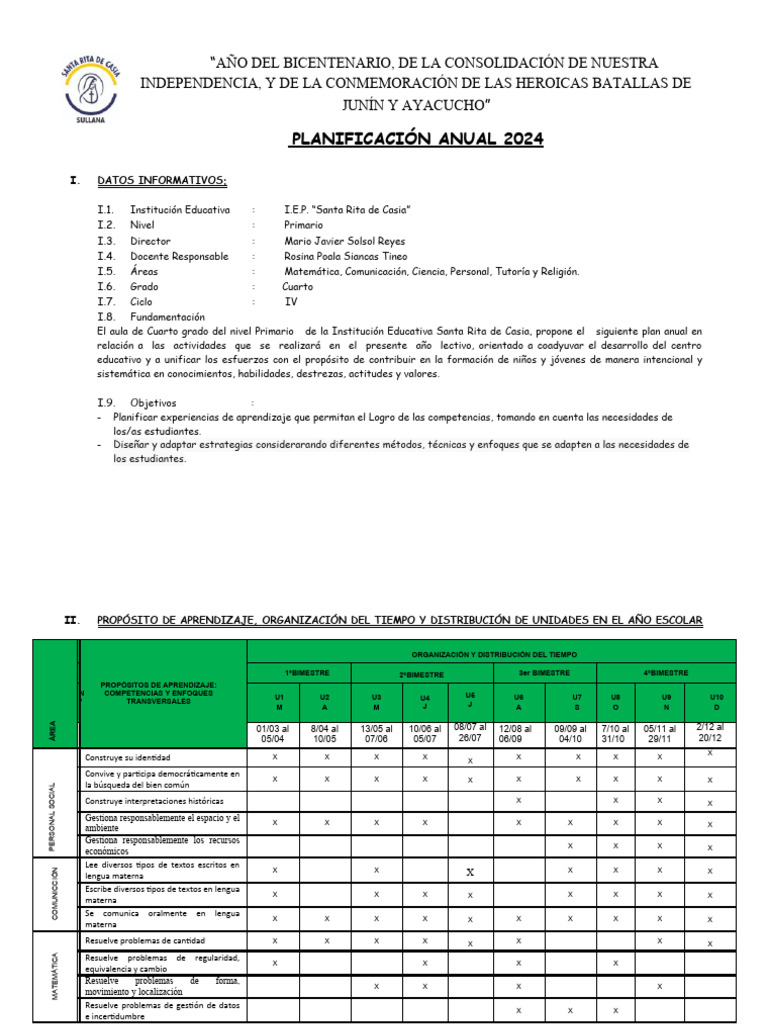 PLAN ANUAL-CUARTO | PDF