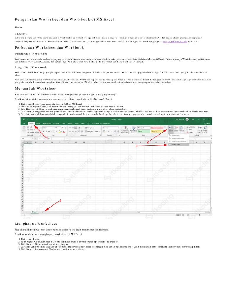 Pengenalan Worksheet Dan Workbook Di MS Excel | PDF