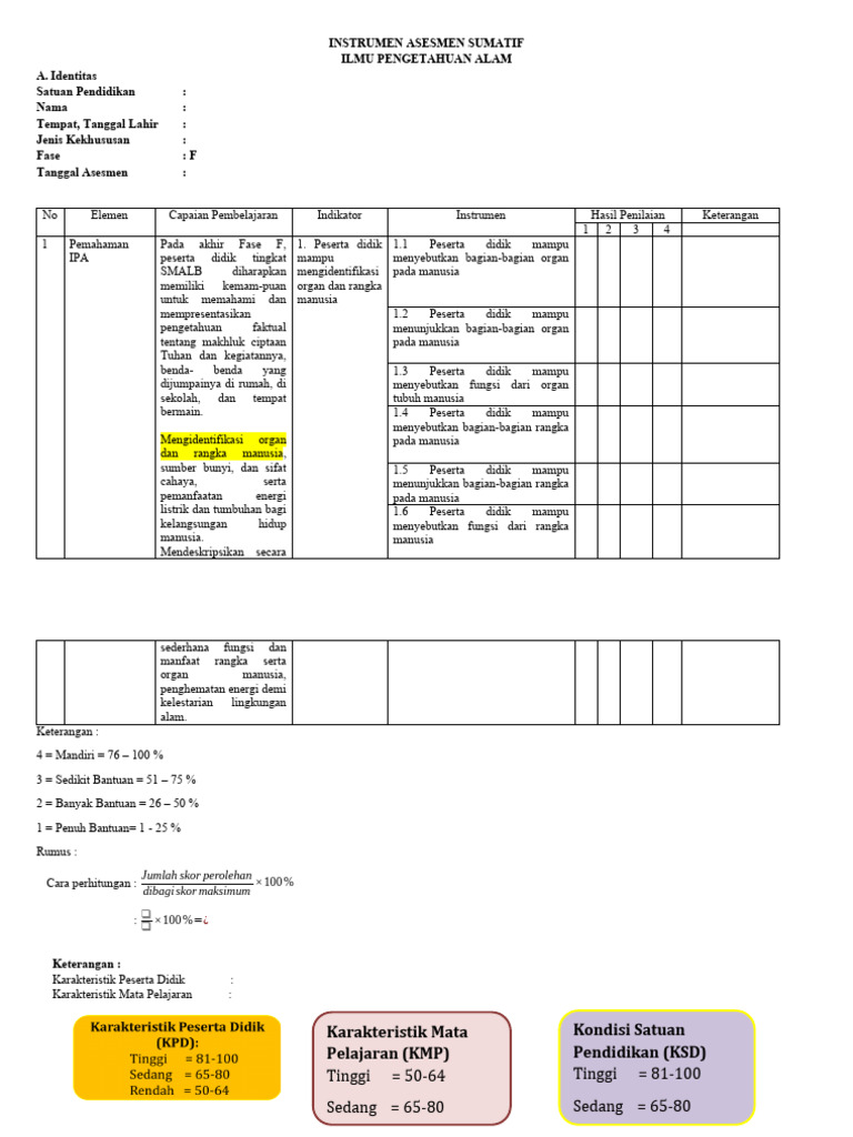 Asesmen IPA Fase F dan D SMALB | PDF