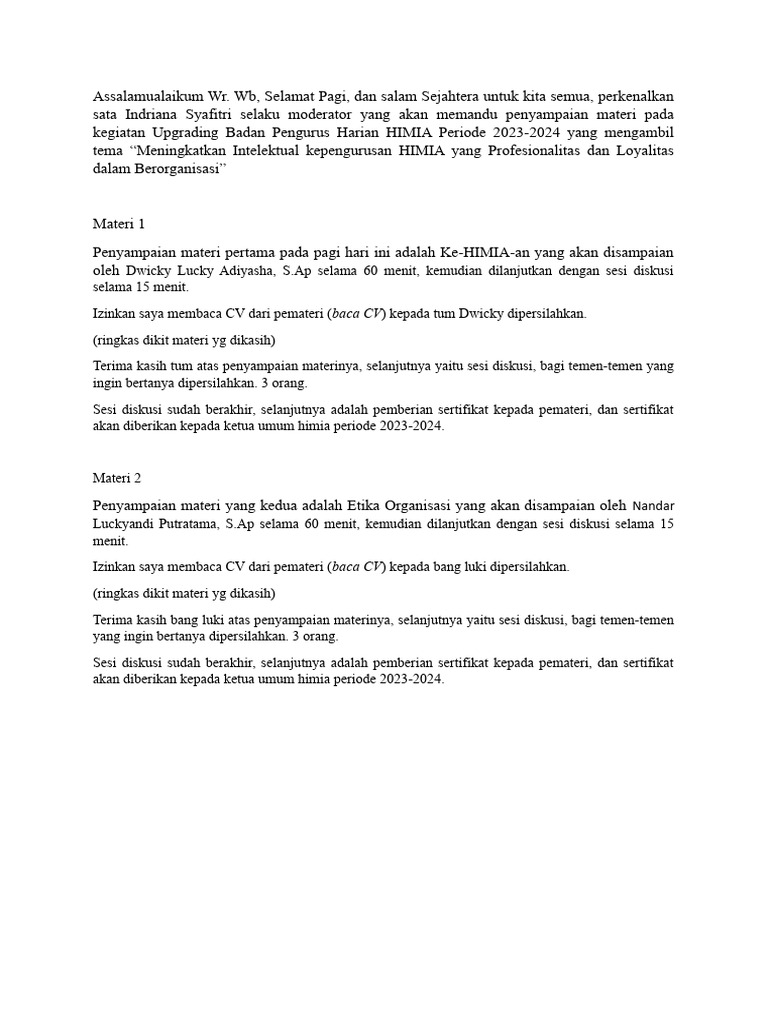 Teks Moderator Upgrading | PDF | Seni