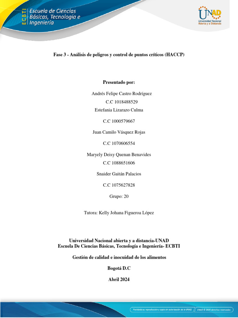 Análisis de Peligros y Puntos Críticos HACCP | PDF | Análisis de Riesgo y Puntos Críticos de ...