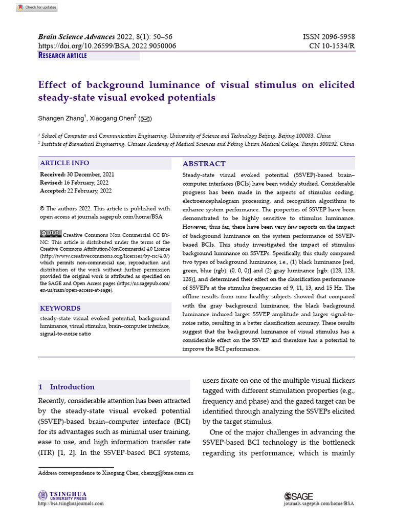 Effect of Background Luminance of Visual Stimulus On Elicited Steady ...
