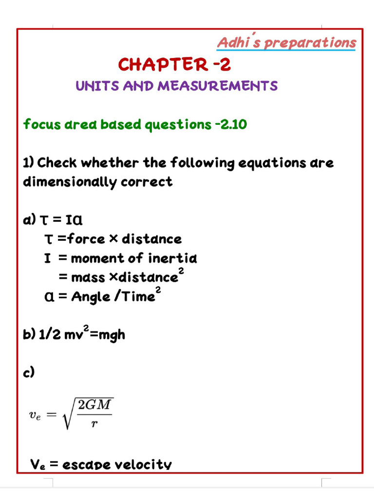 Kerala Plus One Physics Focus Area Based Questions Chapter 2 (Eng Med ...