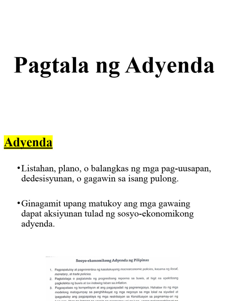 Pagtala NG Adyenda | PDF