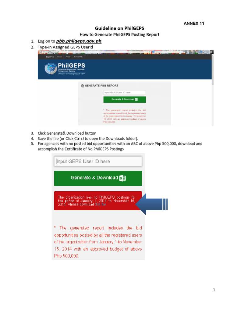 Annex 11 - Guideline on PhilGEPS | PDF