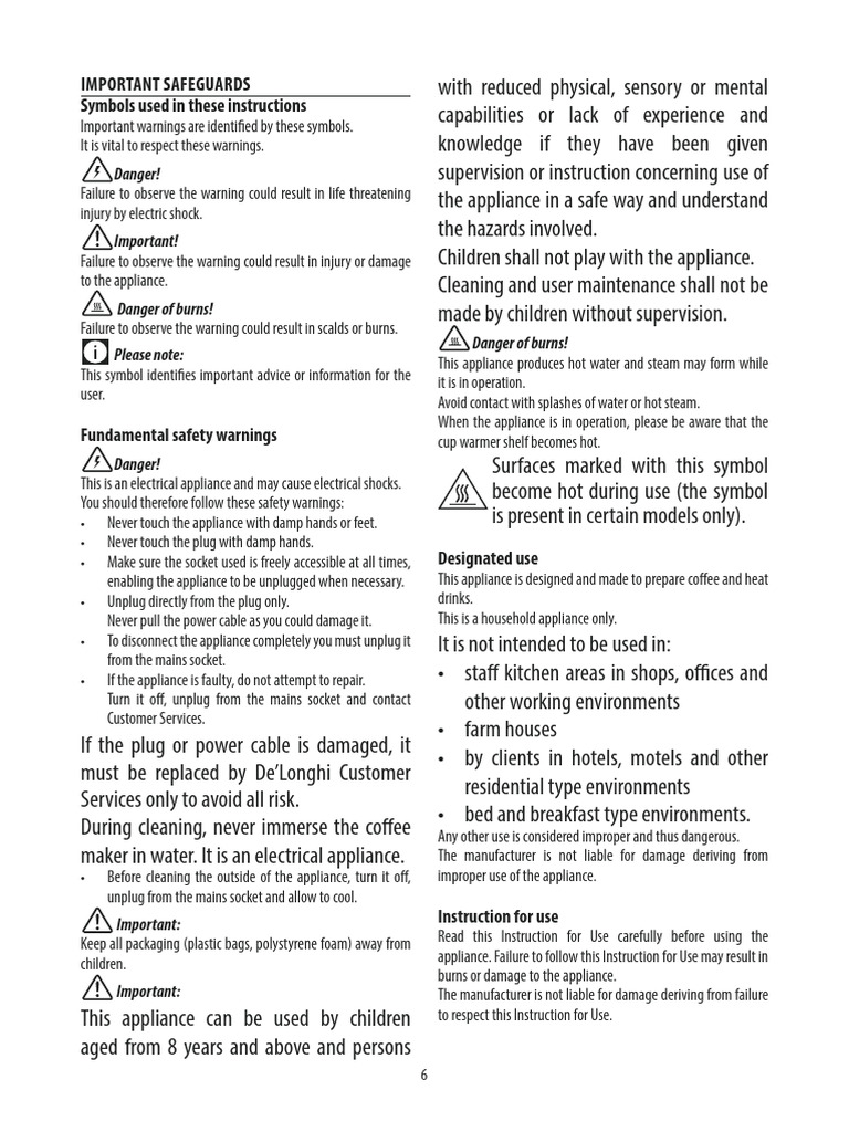 Delonghi Ec685 Manual | PDF | Ac Power Plugs And Sockets | Water Heating