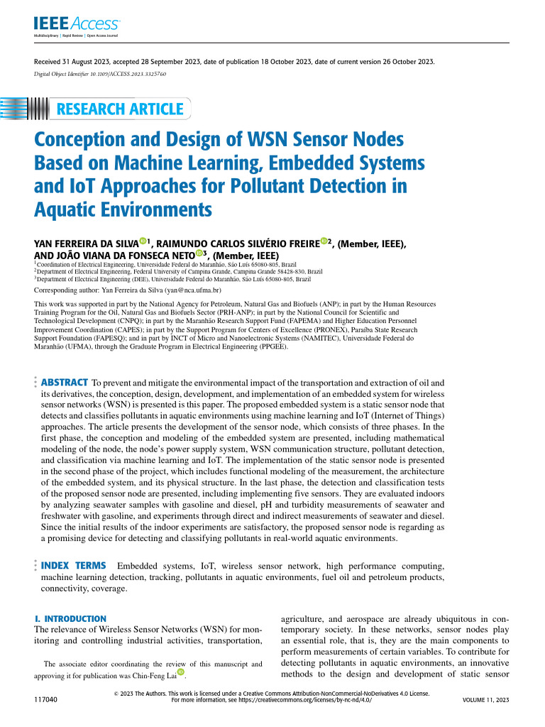 Conception and Design of WSN Sensor Nodes Based On Machine Learning Embedded Systems and IoT ...