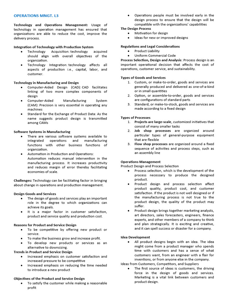 Operations MNGT-L3 | PDF | Computer Aided Design | Operations Management
