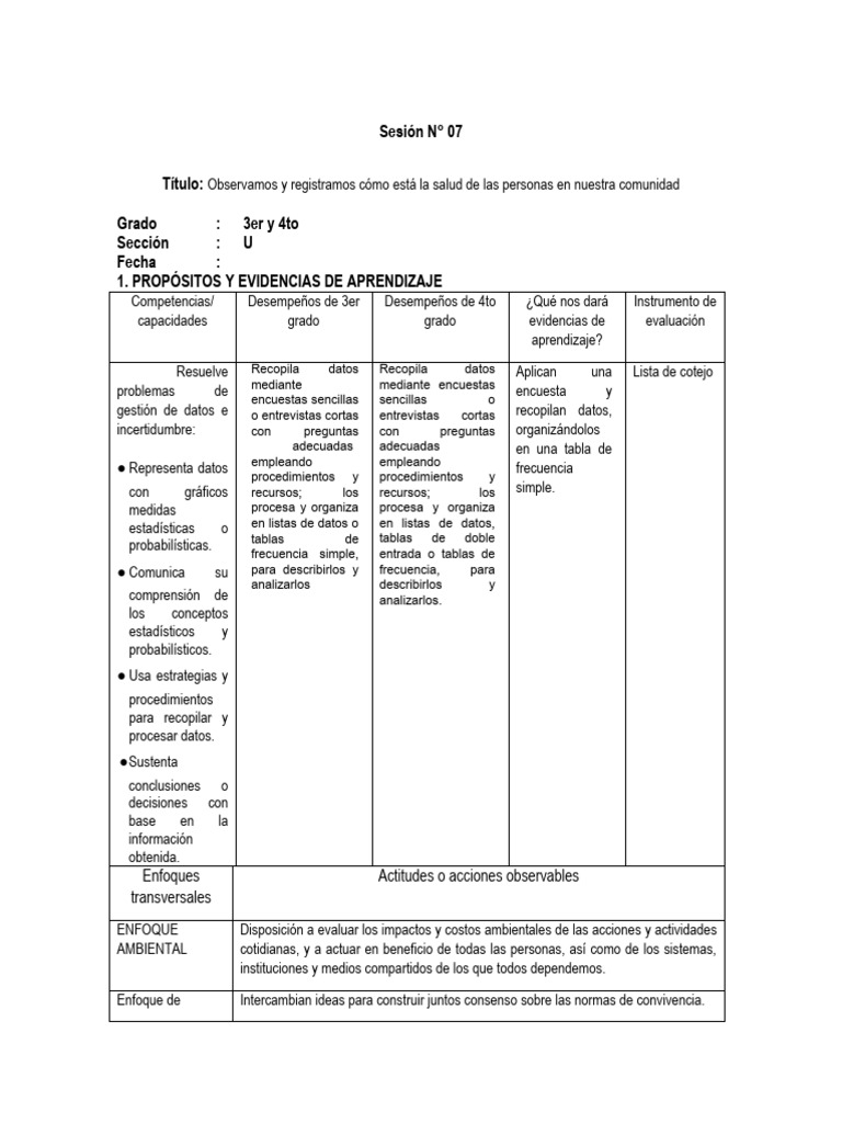 Sesión #8 Observamos y Registramos Cómo Está La Salud de Las Personas ...