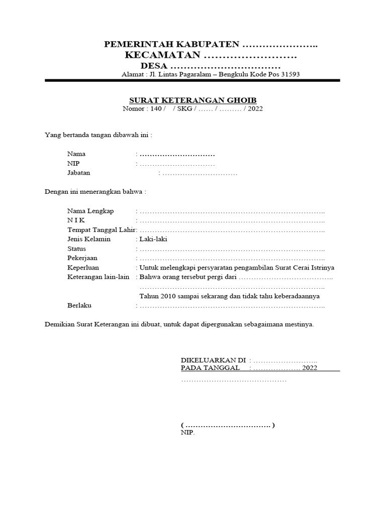 Surat Keterangan Ghoib | PDF