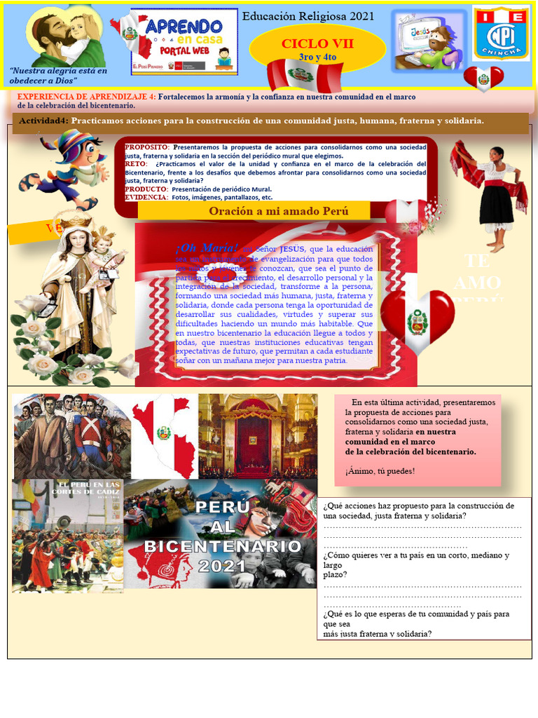 Exp4 - 3°y 4° Actividad05 | PDF | Perú