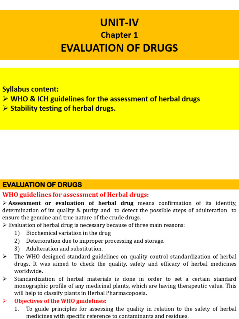 Unit-4 Chapter-1 Evaluation of Drugs (1) - 1 | PDF | Pharmaceutical Formulation | Pharmacology