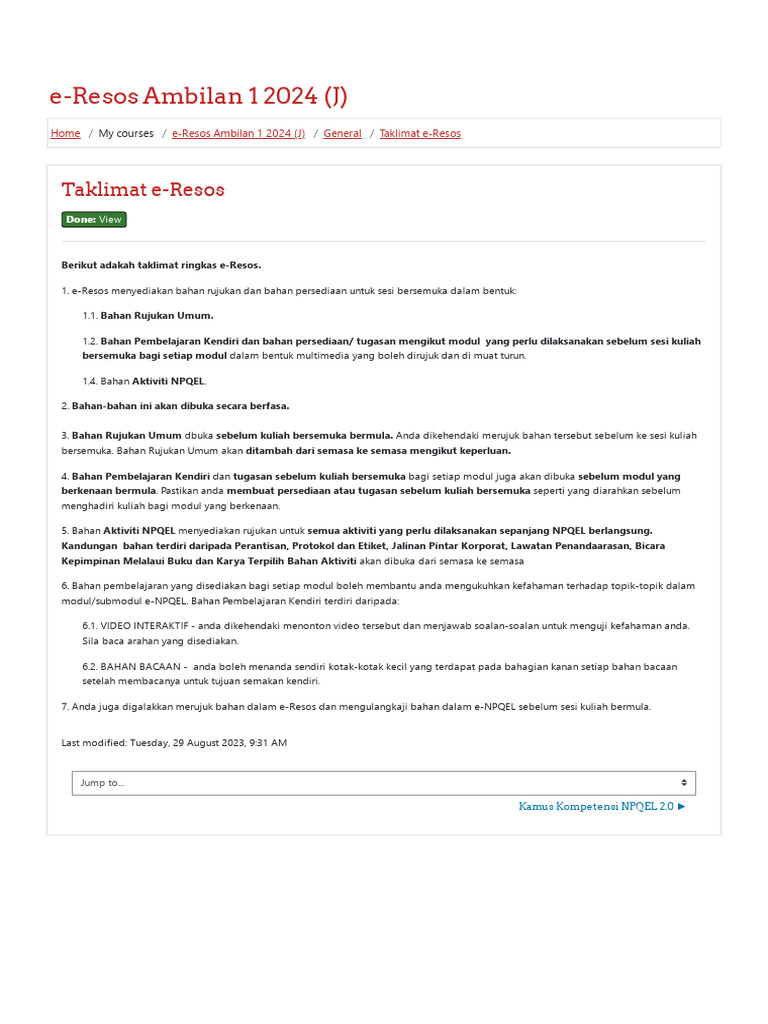 E-Resos Ambilan 1 2024 (J) - Taklimat E-Resos | PDF