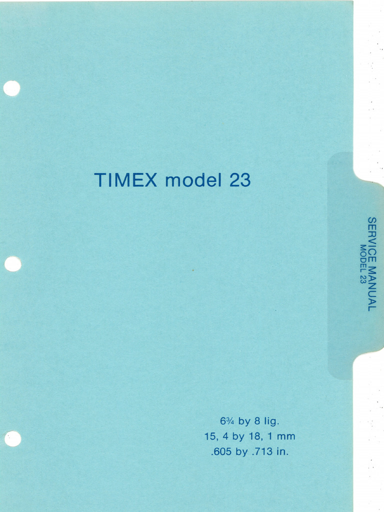 Service Manual TIMEX Model 23 | PDF | Machines | Mechanical Engineering
