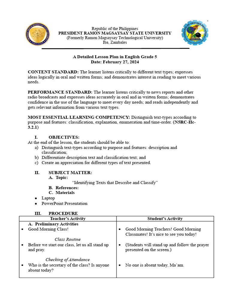 dlp-english-GRADE-5-quarter-3-week1 | Download Free PDF | Word | Cognition