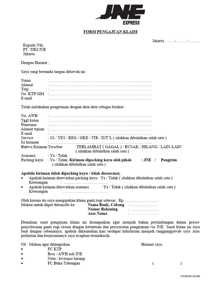 Form Pengajuan Klaim (2022 | PDF