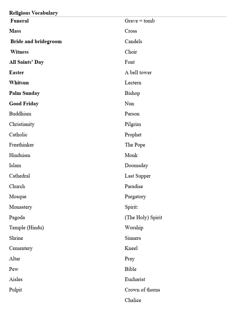 Key Religious Terms and Seasons | PDF | Shrine