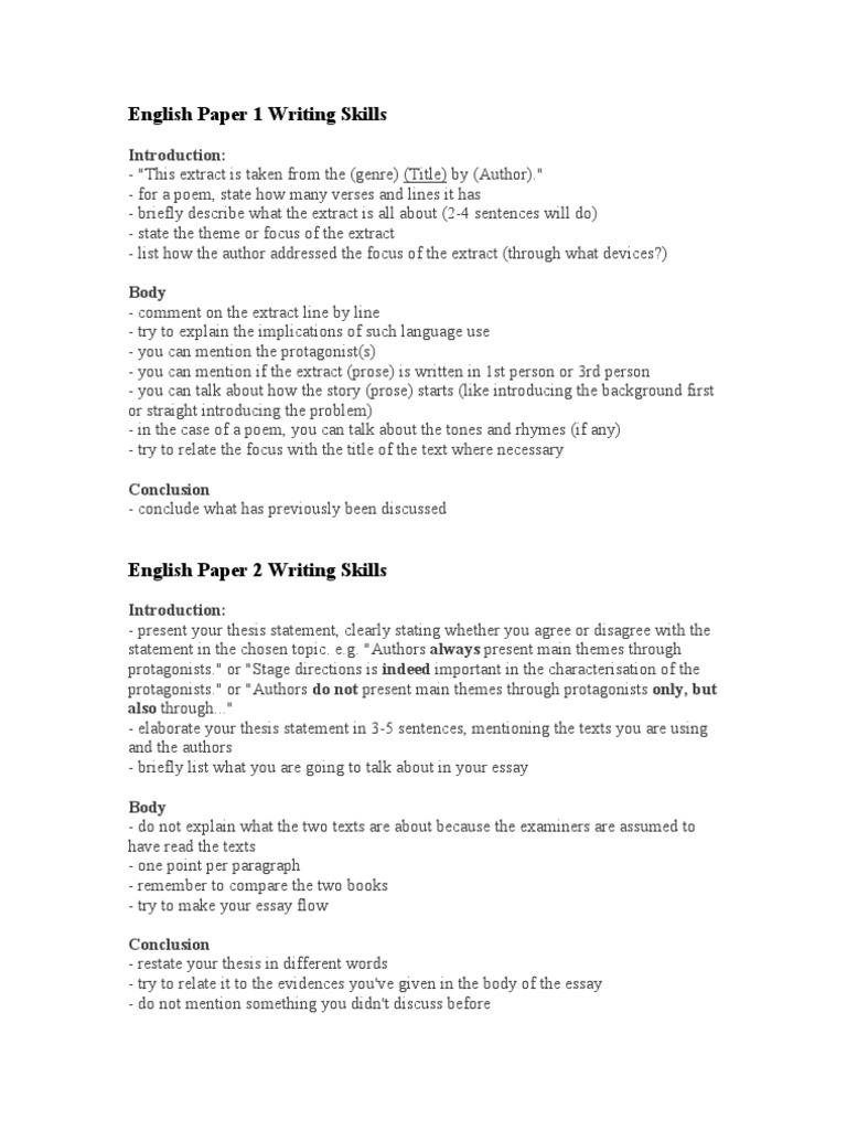 English Paper 1 Writing Skills | PDF | Essays | Poetry