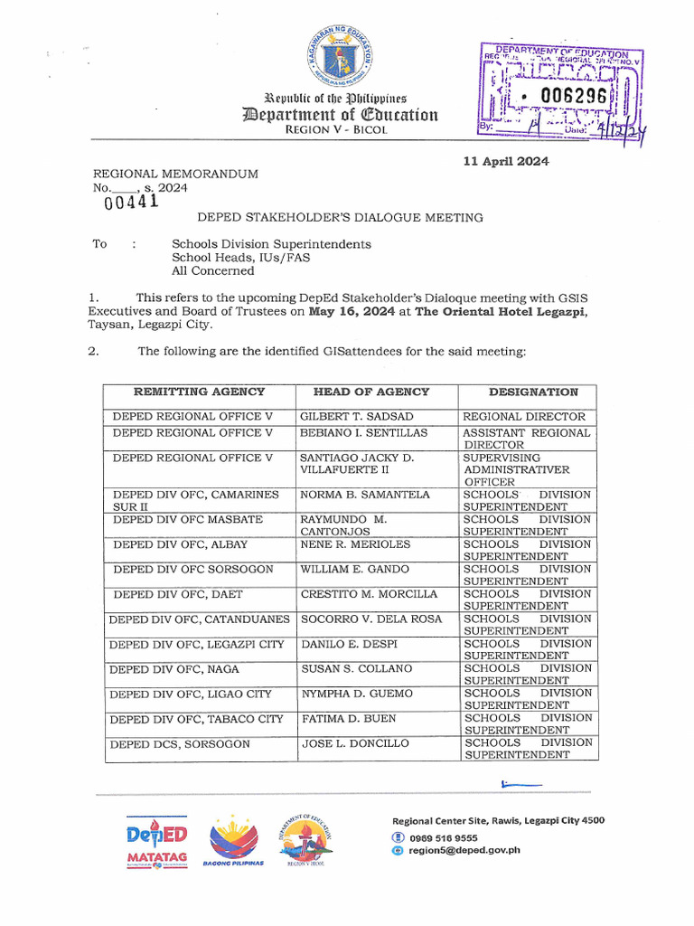 RM - 441 S - 2024 - DepEd Stakeholders Dialogue Meeting | PDF